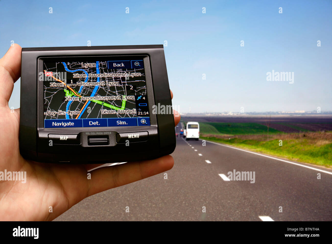 gps in a man hand Stock Photo - Alamy