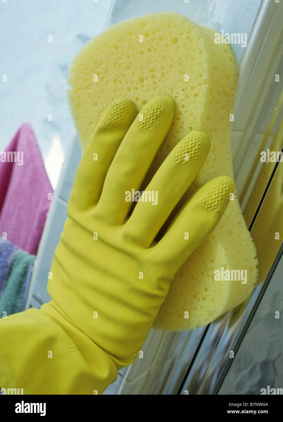 Man cleaning bathroom Stock Photo - Alamy