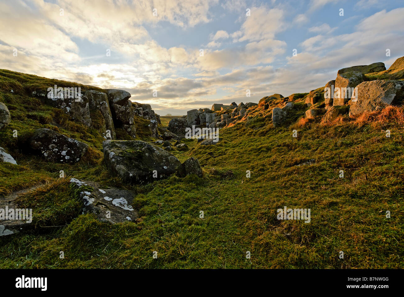 Evening sky at Limestone Corner on Hadrian's Wall path Stock Photo - Alamy