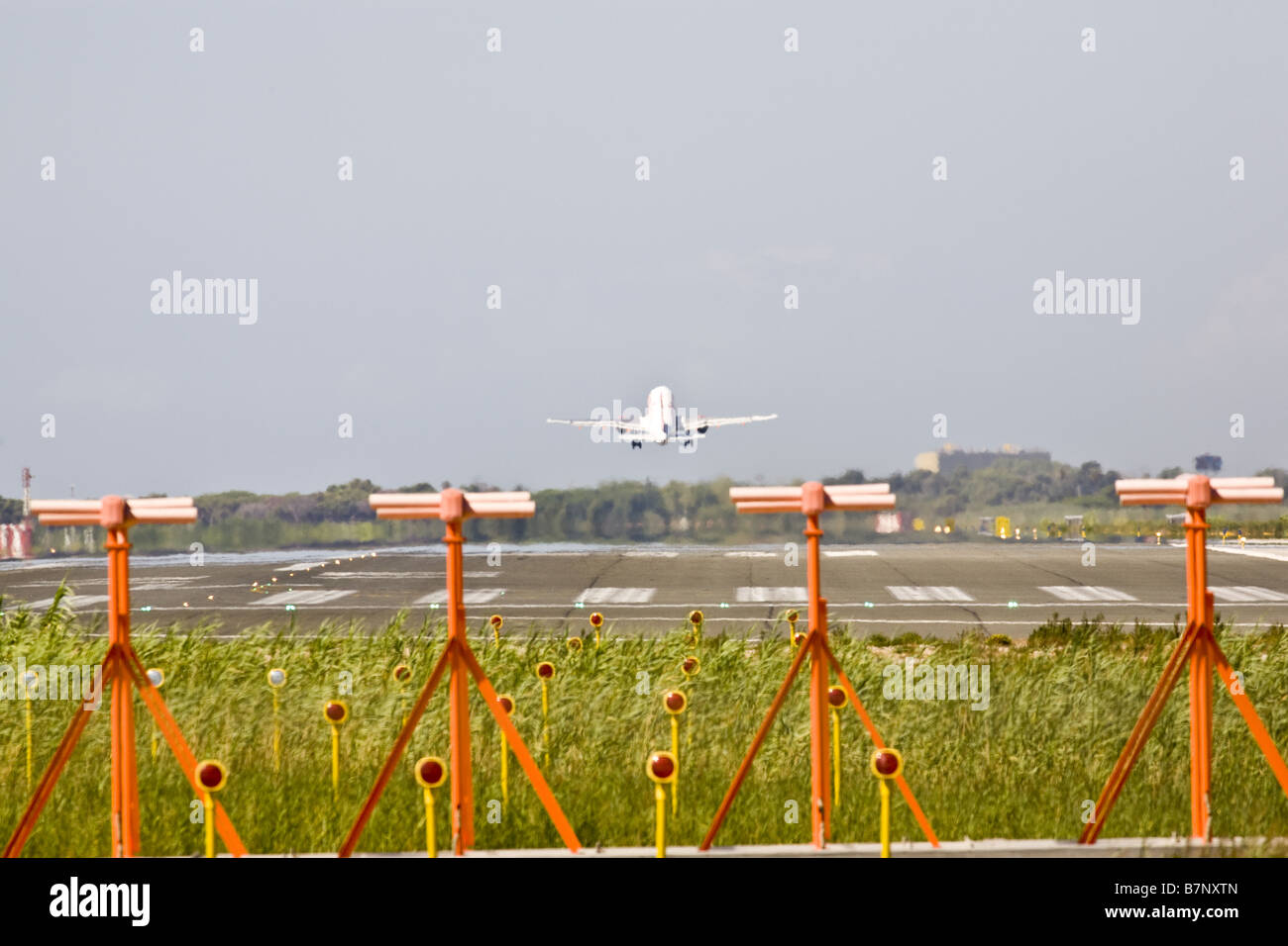 airplane taking off and runway Stock Photo - Alamy