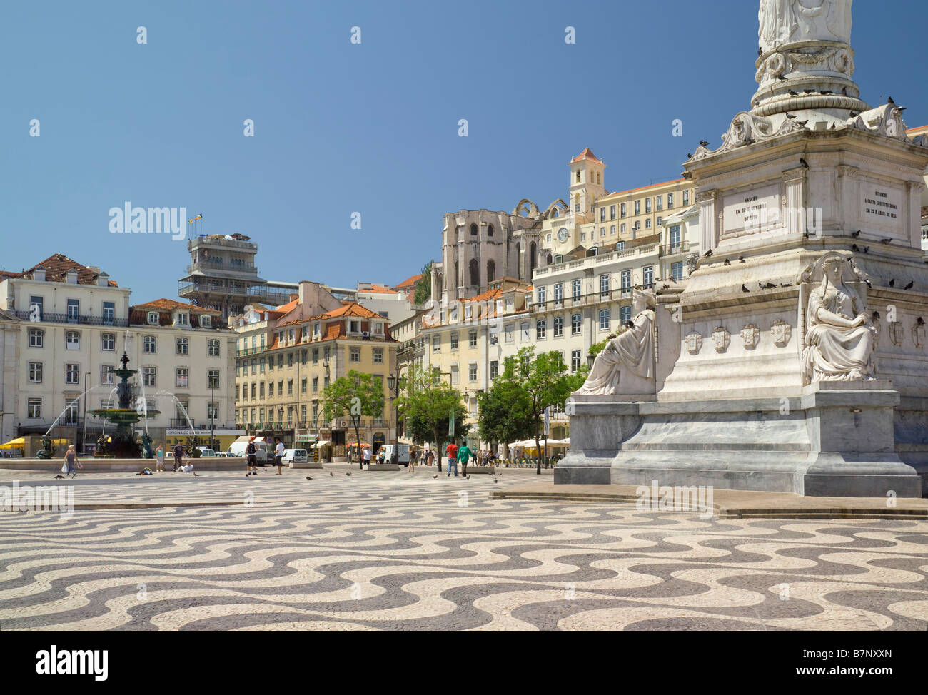Rossio Square, The Praca De Dom Pedro Iv, Lisbon, Portugal Stock Photo ...