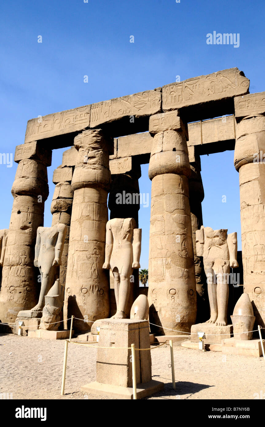 Lotus bud columns in the Temple Complex at Luxor in Egypt Stock Photo ...
