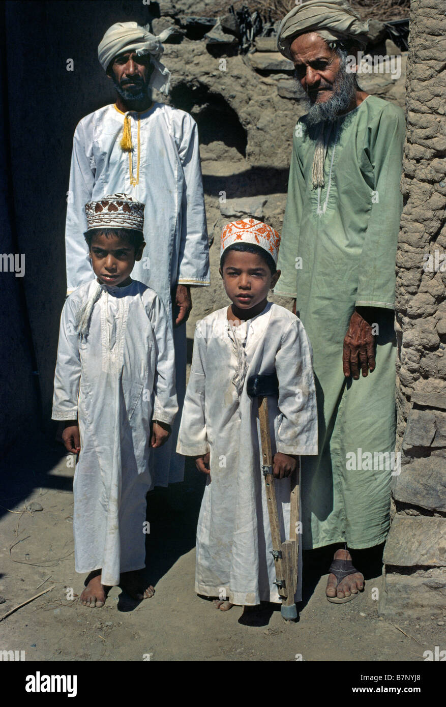 Western Hajar Oman Rostaq - Men And Boys In Traditional Dress Stock ...