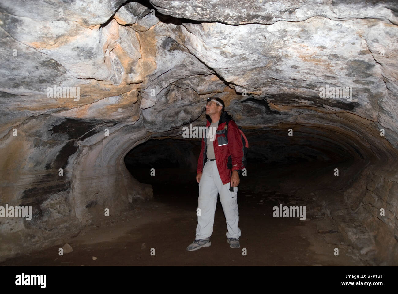 Man exploring Mammoth Cave Utah USA Caving Summer Stock Photo - Alamy