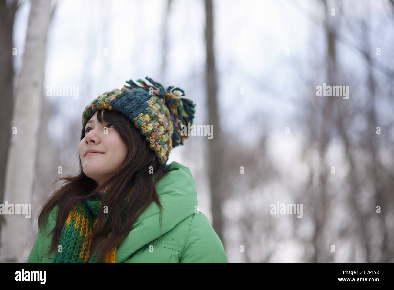 A woman looking up Stock Photo - Alamy