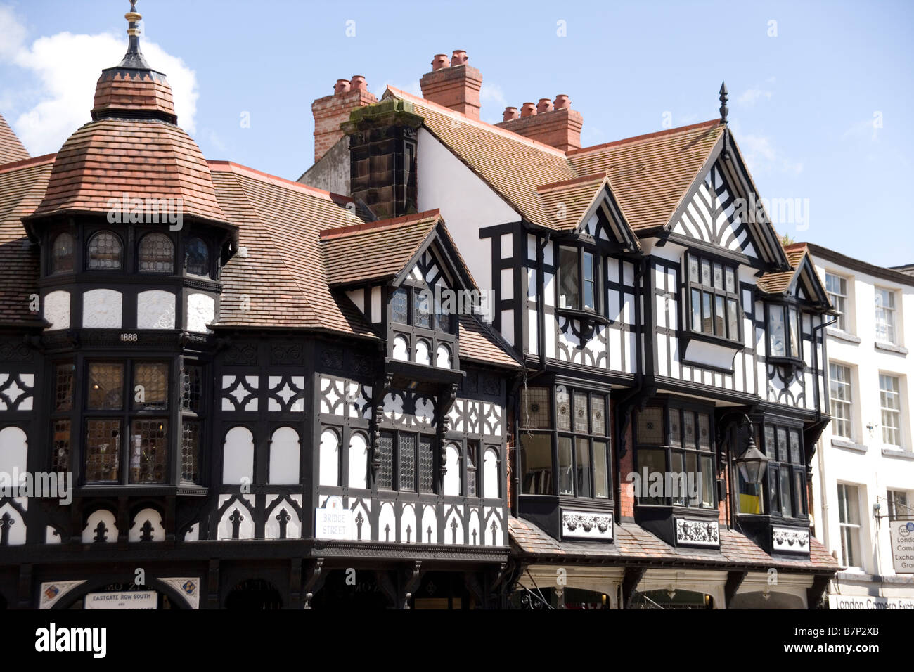 Old Half Timbered buildings on Eastgate from the Rows in the centre of ...