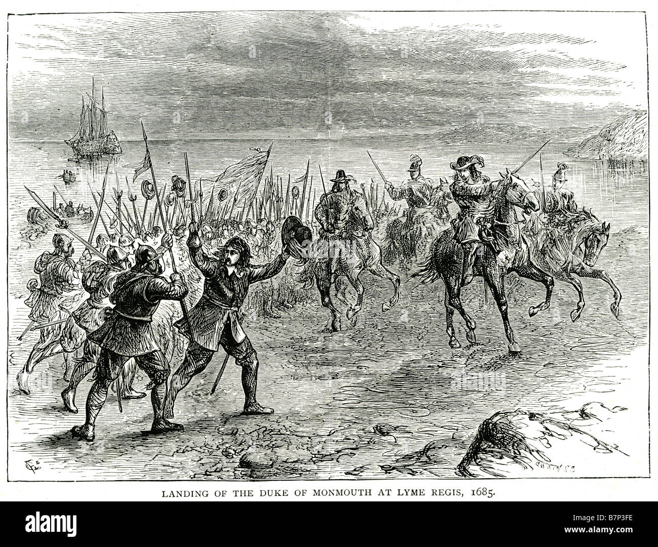 landing duke monmouth lyme regis 1685 ship sailing head horse army ...