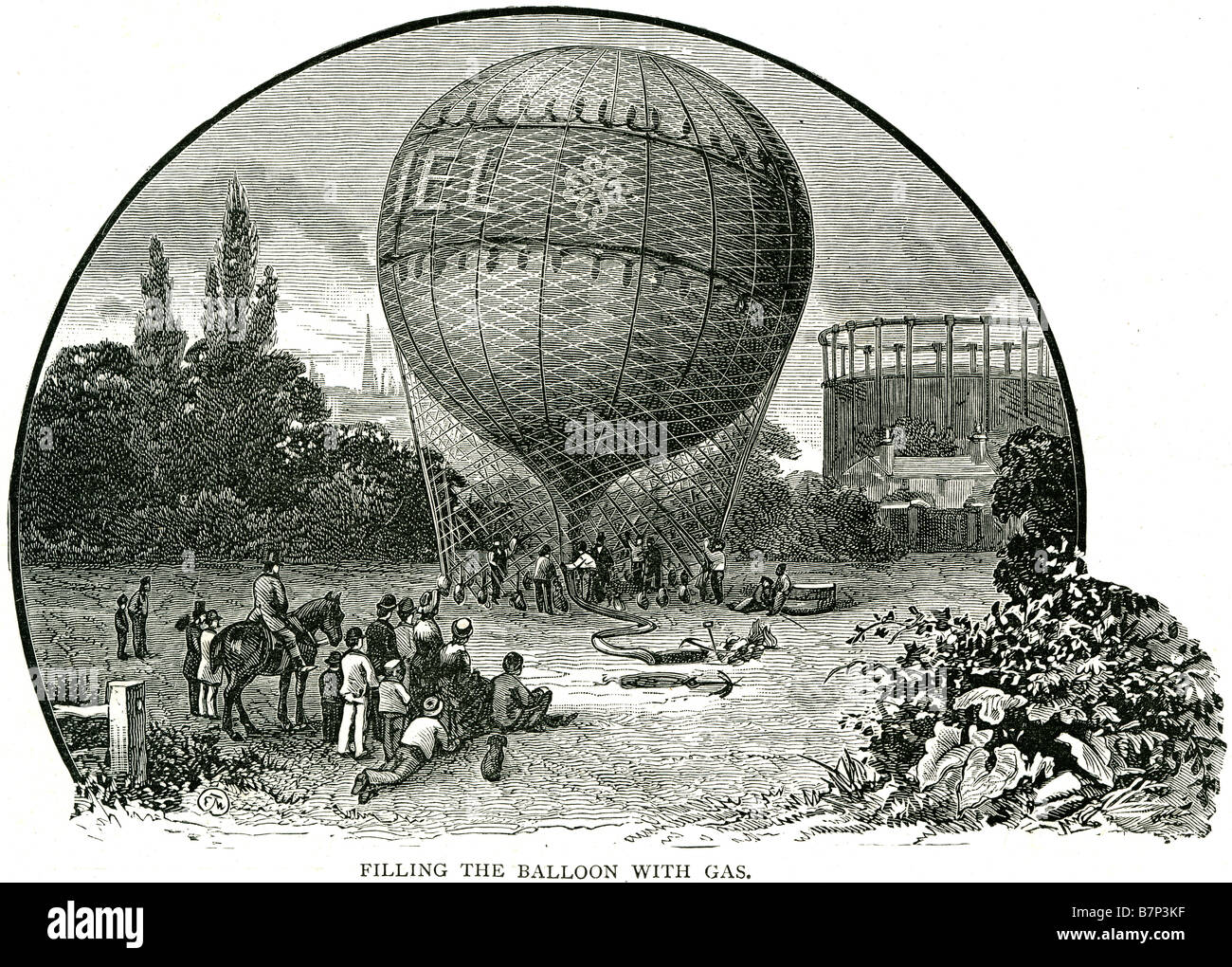 filling balloon gas captive car throwing ballast ascent hot air balloon ...