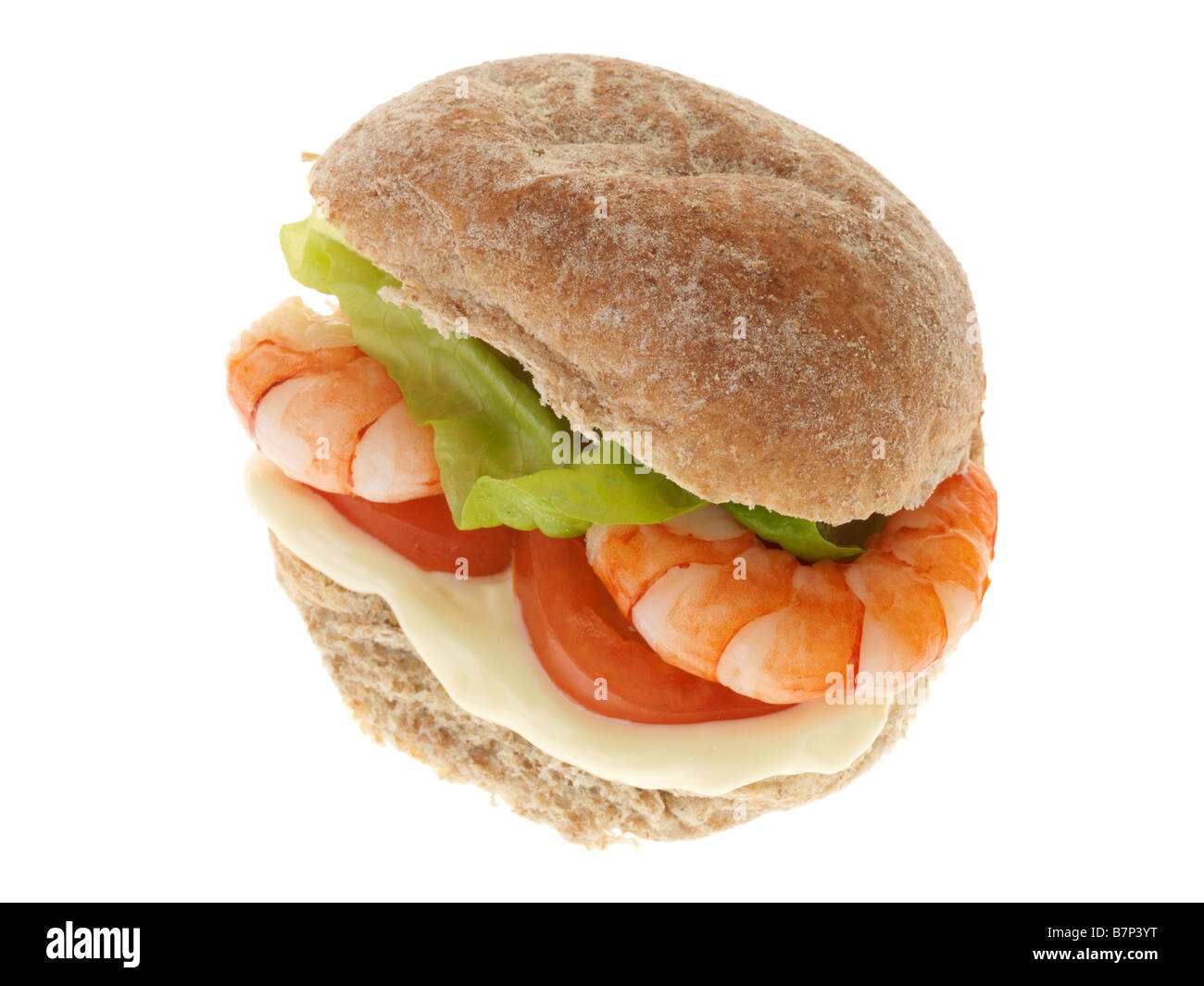 Fresh Healthy Prawn Sandwich With Lettuce Tomatoes And Mayonnaise ...