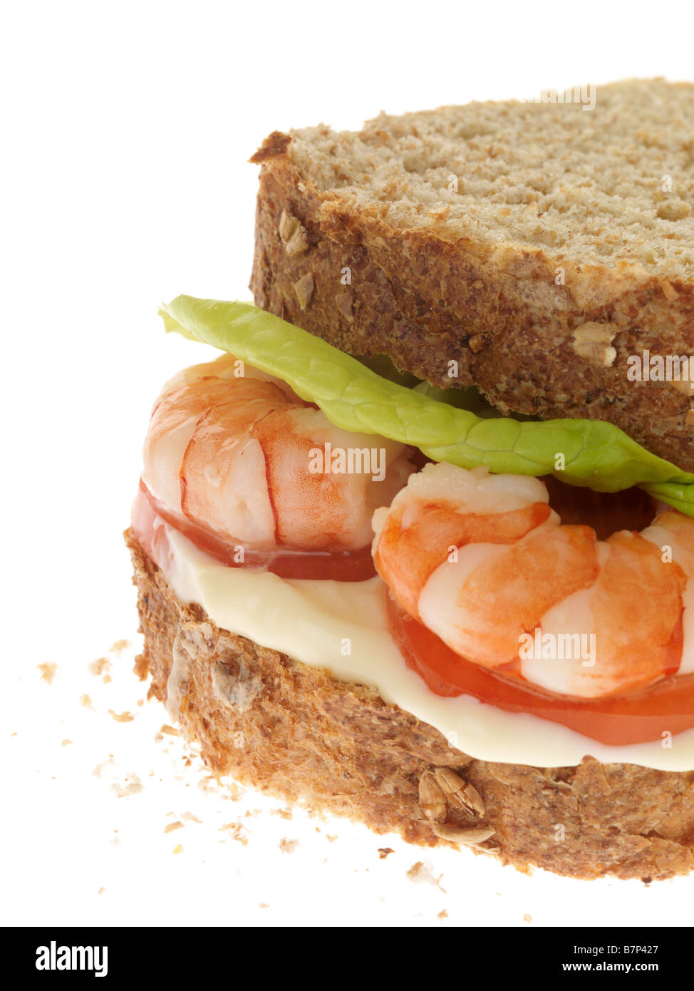 Fresh Healthy Prawn Sandwich With Lettuce Tomatoes And Mayonnaise ...