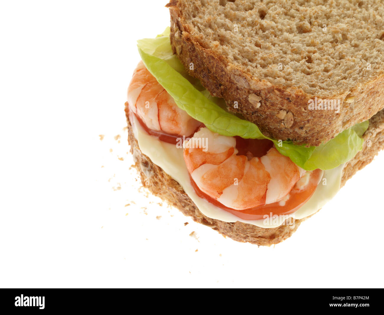 Fresh Healthy Prawn Sandwich With Lettuce Tomatoes And Mayonnaise ...
