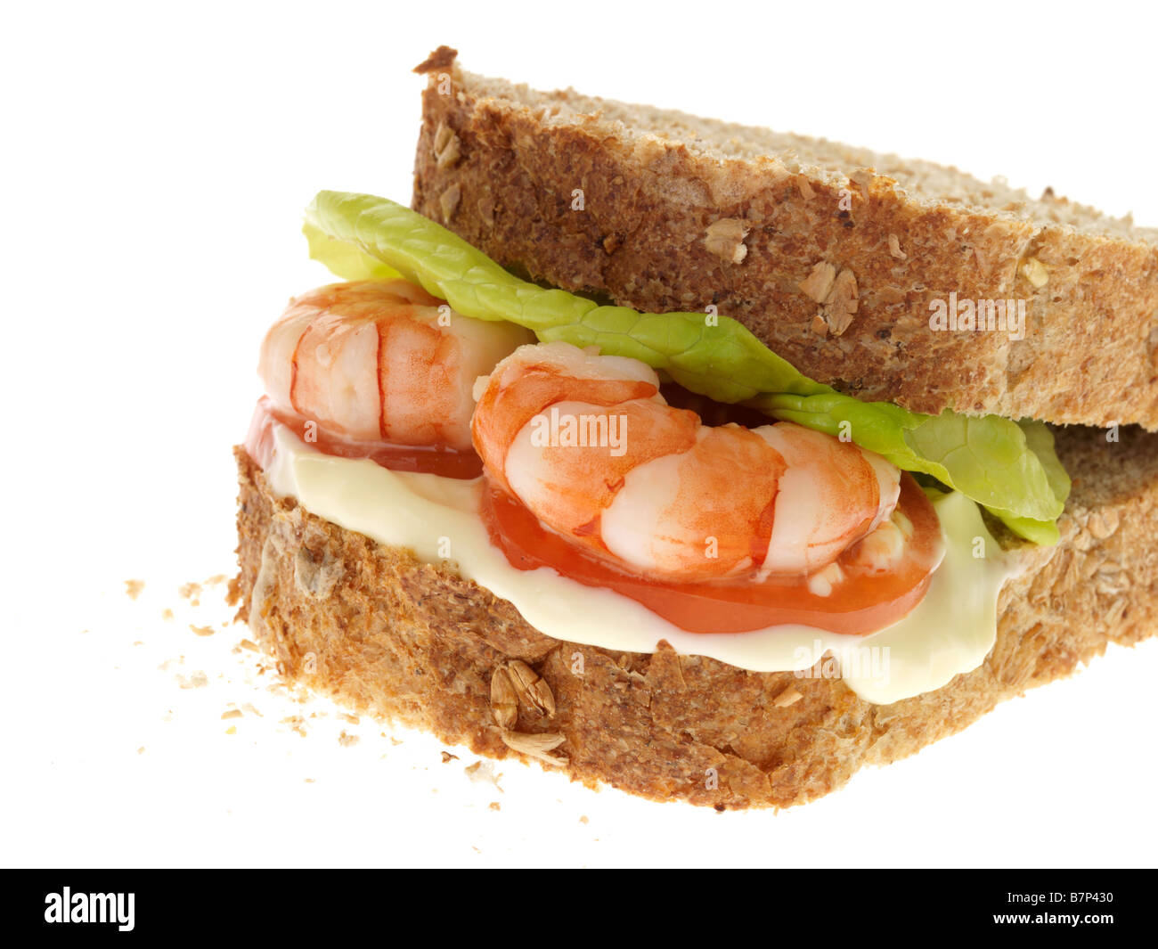 Fresh Healthy Prawn Sandwich With Lettuce Tomatoes And Mayonnaise ...