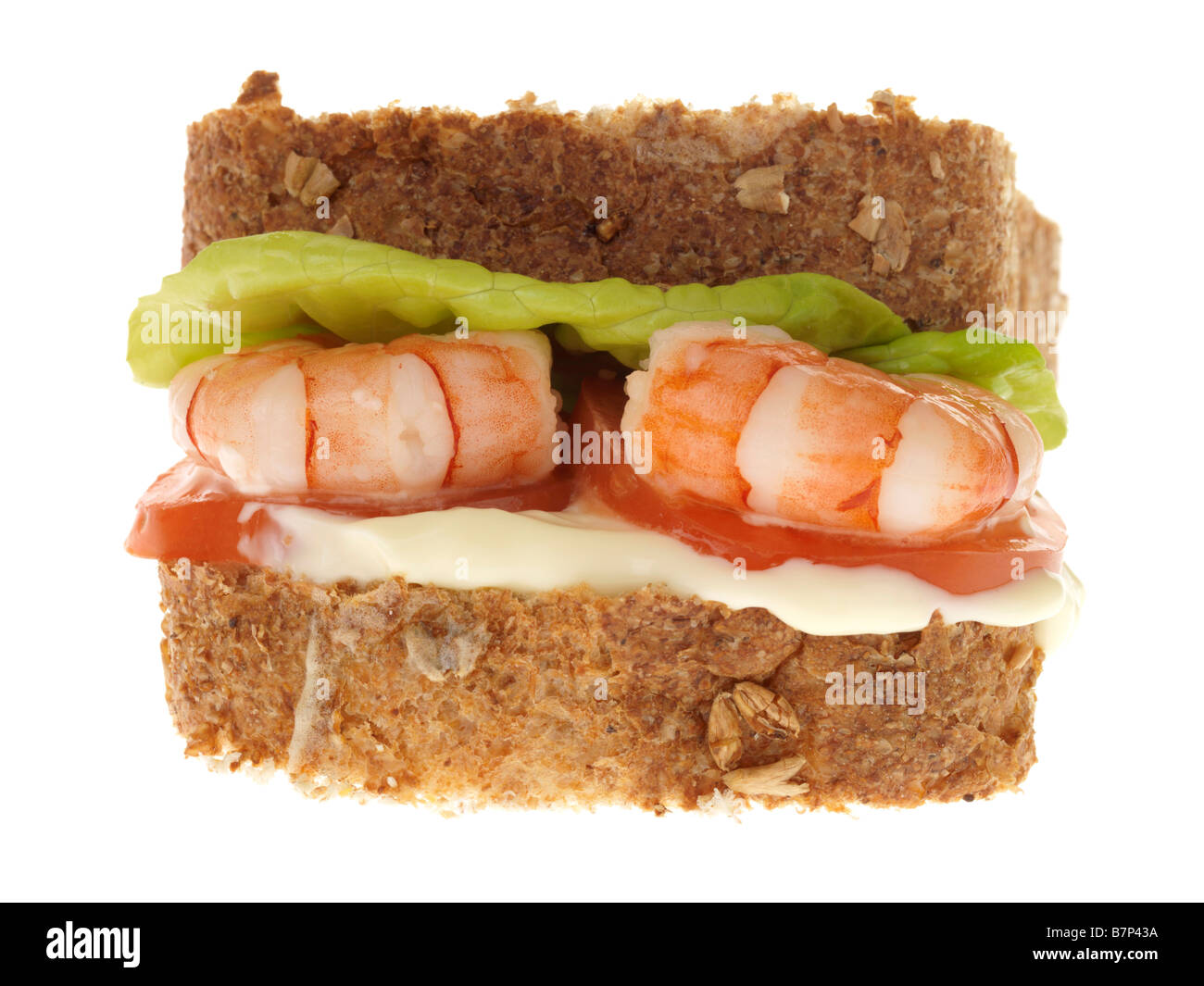 Fresh Healthy Prawn Sandwich With Lettuce Tomatoes And Mayonnaise ...