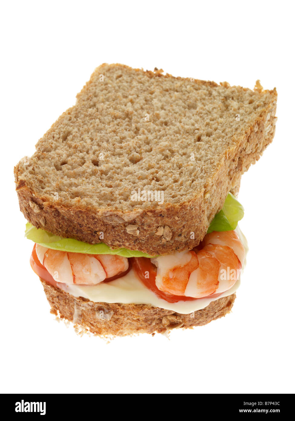 Fresh Healthy Prawn Sandwich With Lettuce Tomatoes And Mayonnaise ...