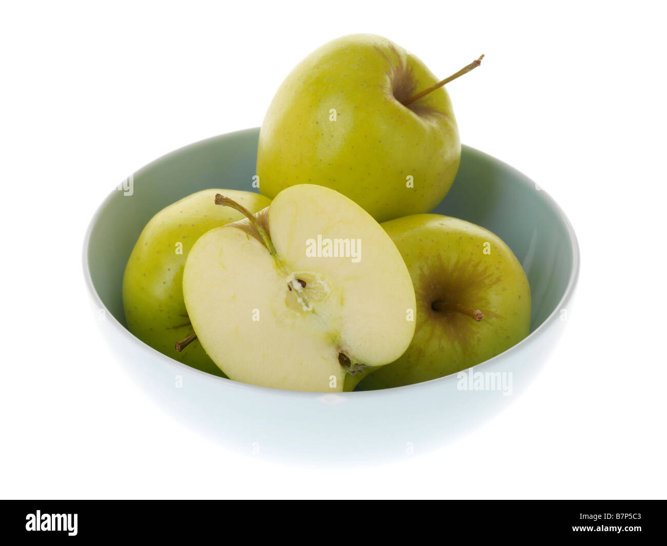 Fresh Ripe Sweet Crunchy Green Golden Delicious Apples Isolated Against ...