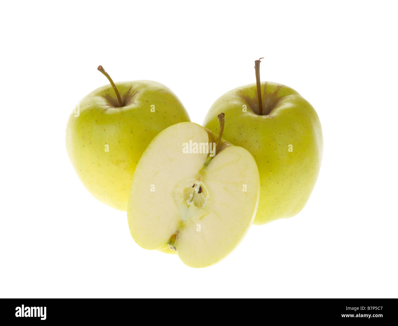 Fresh Ripe Sweet Crunchy Green Golden Delicious Apples Isolated Against ...