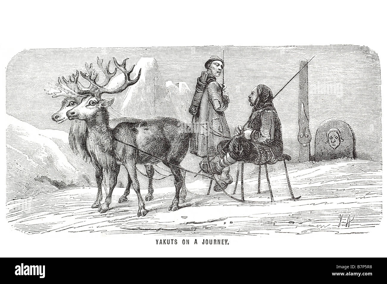 Yakuts journey slay cart deer antler Traditional jewelry taste cloth ...