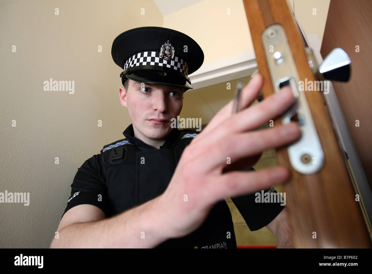Grampian Police officer from Aberdeen, Scotland, UK, trains to examine ...