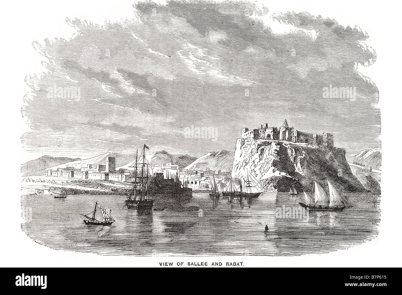 view Sallee Rabat coastal fortification castle port ships sailing ...