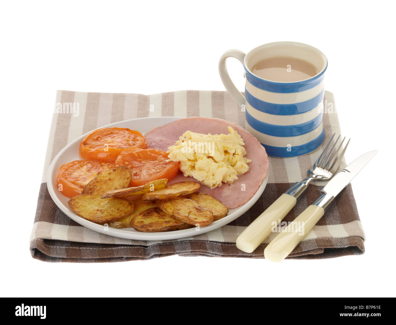 Fresh Authentic Full Cooked English Breakfast Isolated Against A White ...