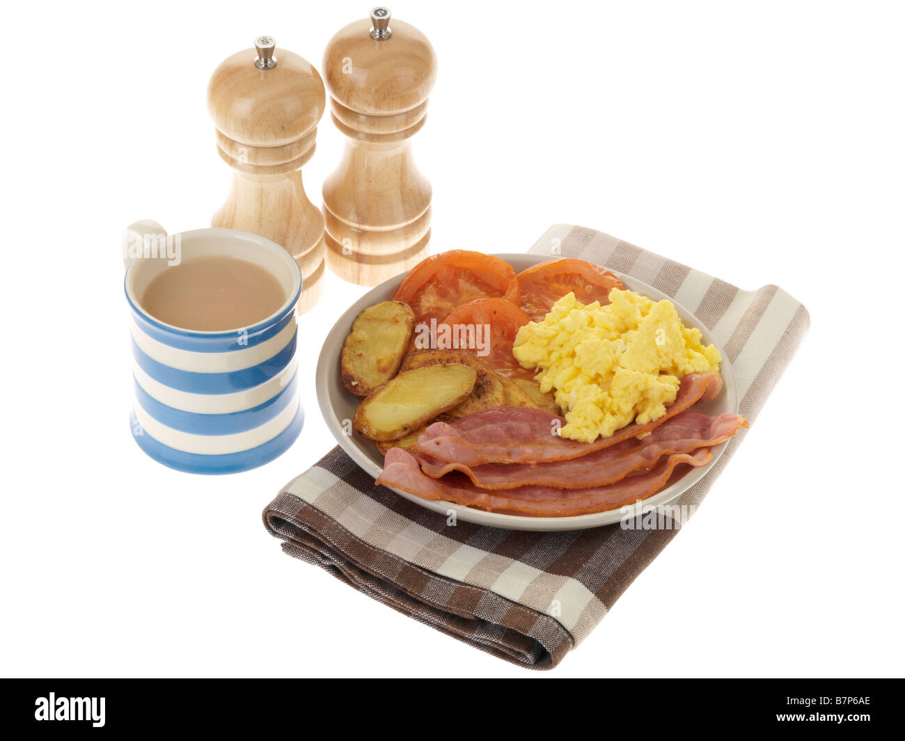 Fresh Authentic Full Cooked English Breakfast Isolated Against A White ...