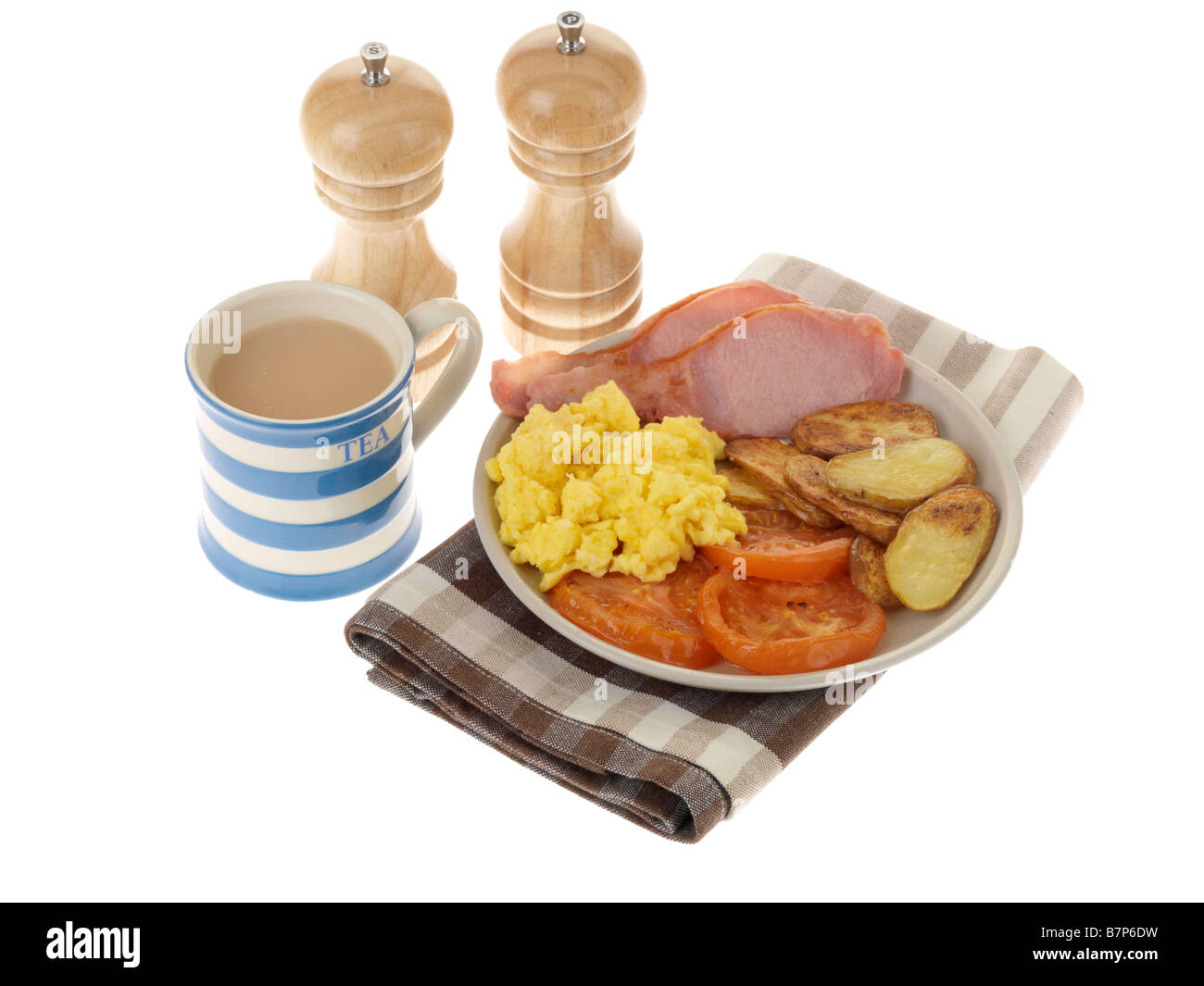 Fresh Authentic Full Cooked English Breakfast Isolated Against A White ...
