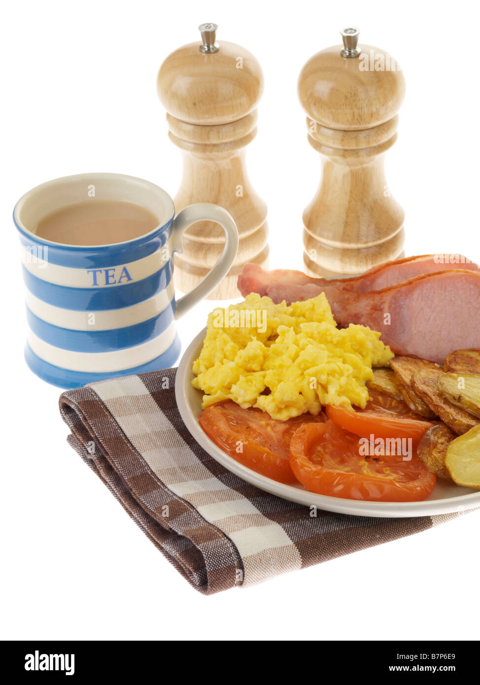 Fresh Authentic Full Cooked English Breakfast Isolated Against A White ...