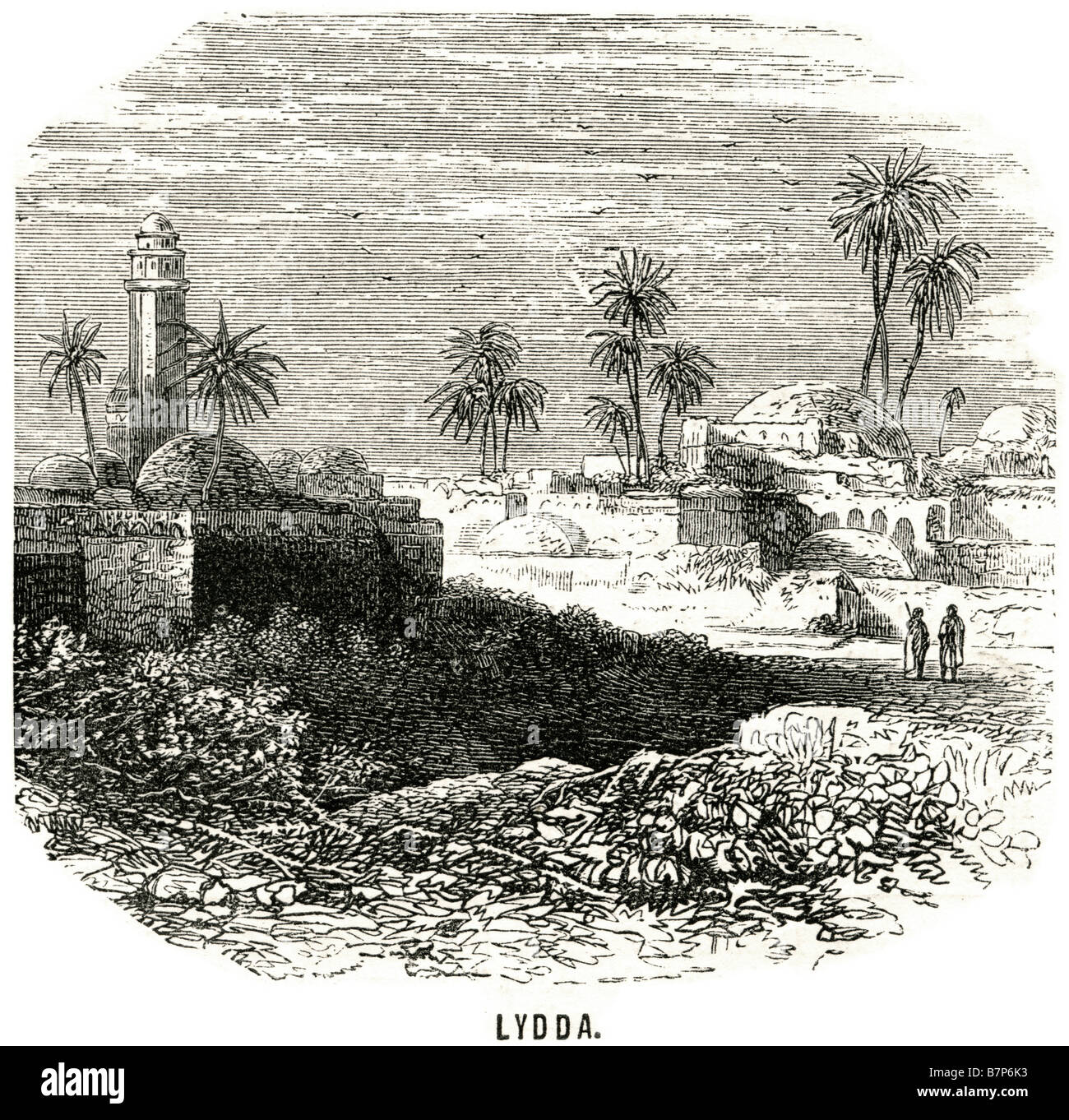 Lydda palm sand man men trade mosque temple desert hot town village ...