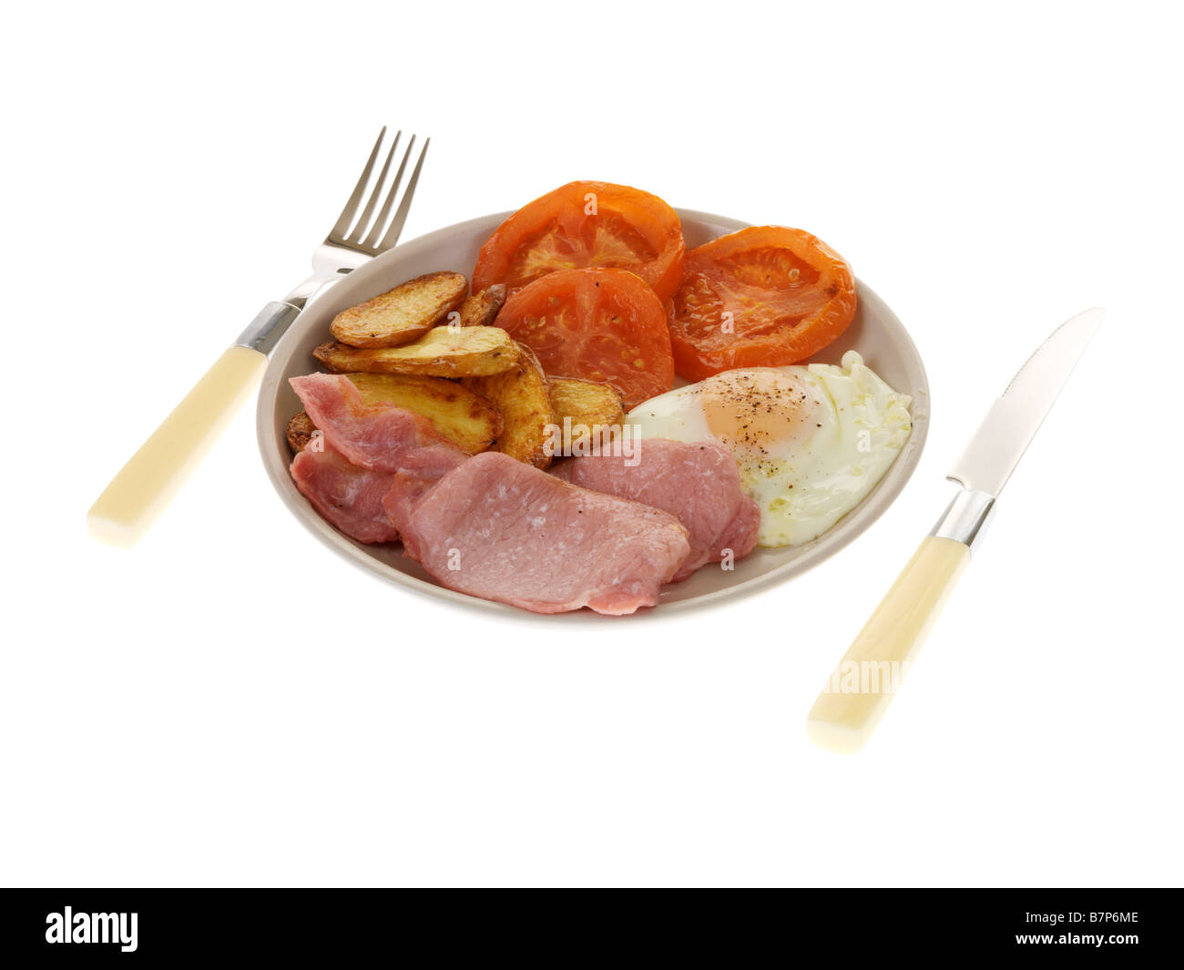 Cooked Breakfast with Bacon and Egg Stock Photo - Alamy
