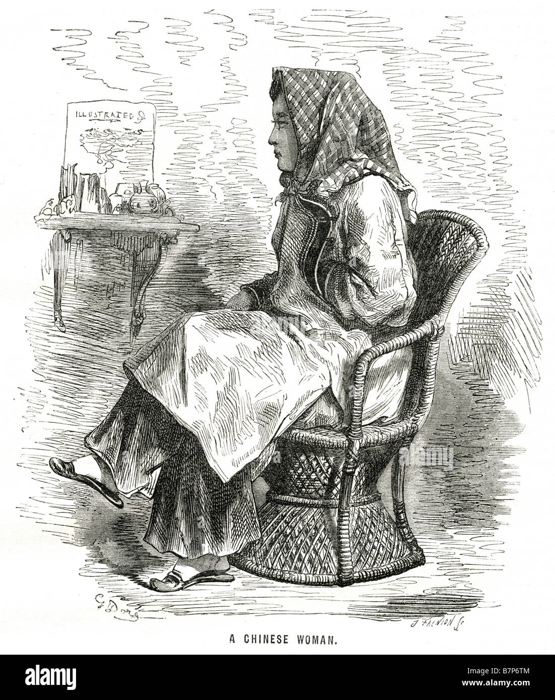Chinese Woman chair sitting traditional clothing profile The term ...