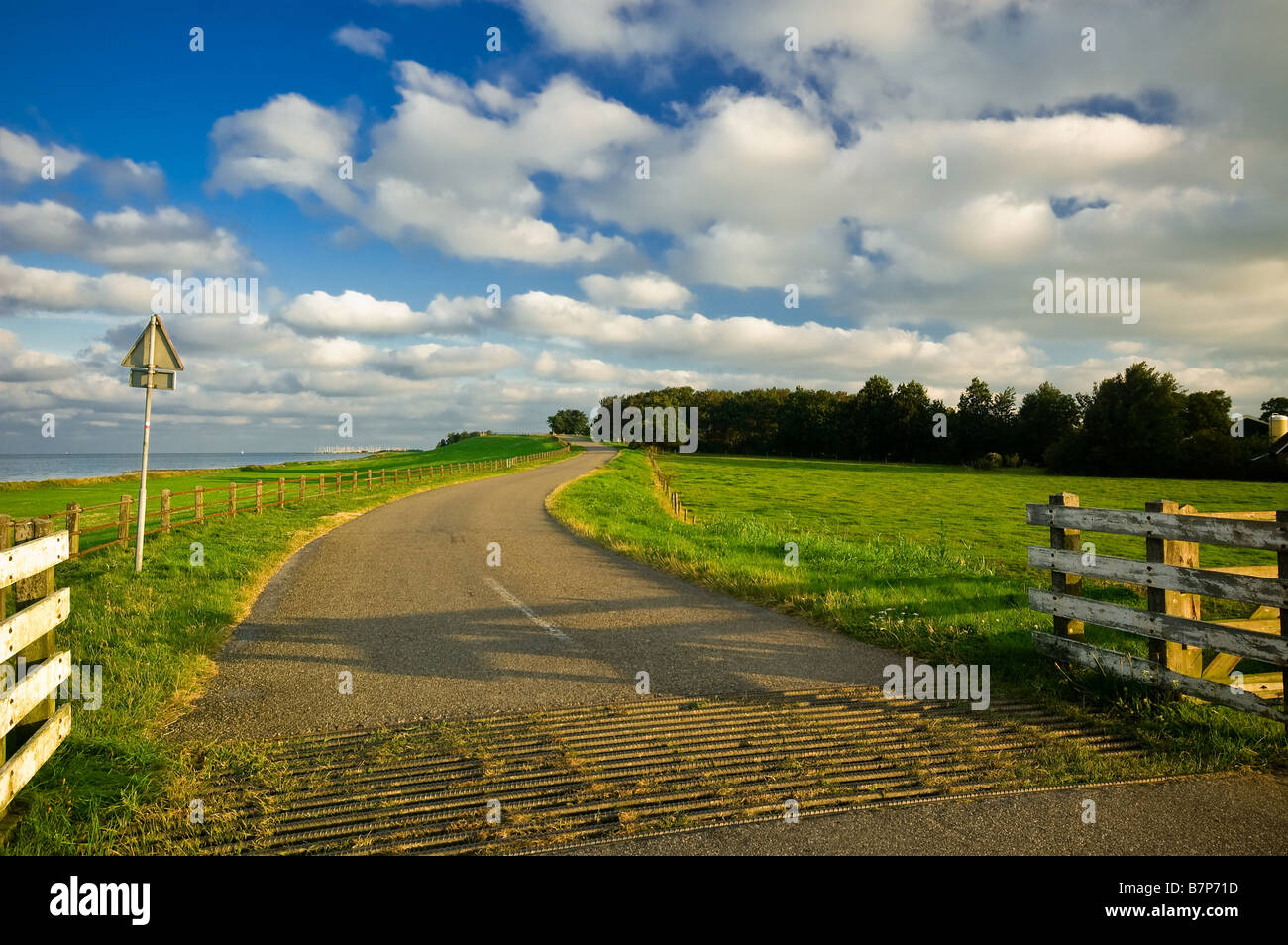 beautiful country road in the netherlands early in the morning Stock ...
