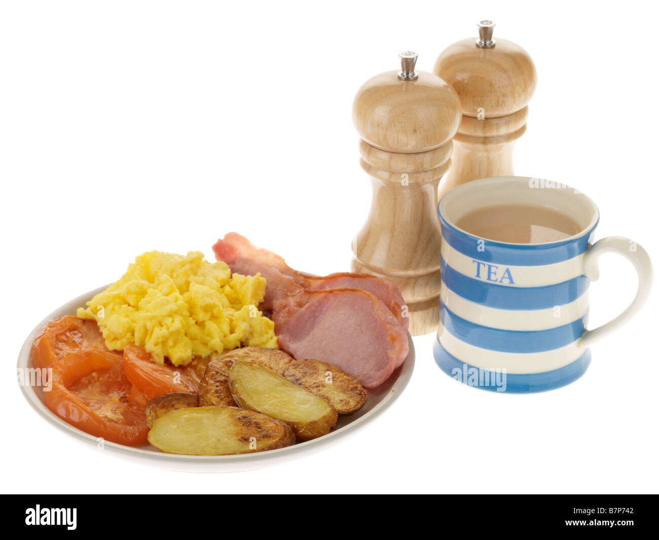 Cooked Breakfast with Bacon and Egg Stock Photo - Alamy