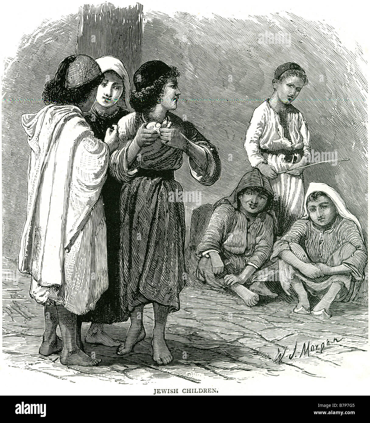 Jewish Children Skull cap playing gathering child boy talking meeting ...