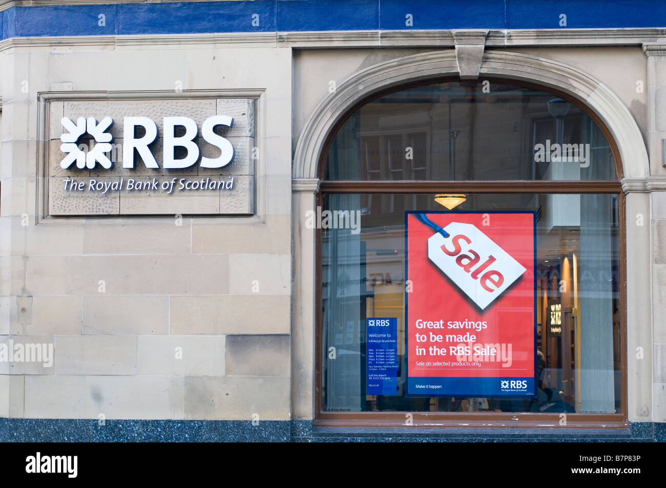 View of the facade of a Royal bank of Scotland brunch. Edinburgh. UK ...