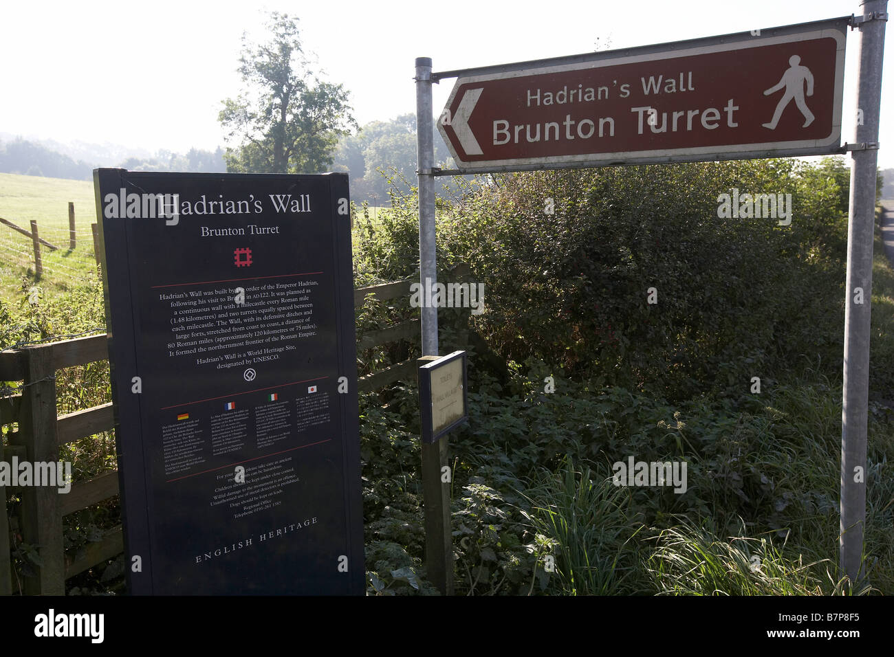 Imformation sign for the Bruntons Turret Hadrian s Wall Northumberland ...