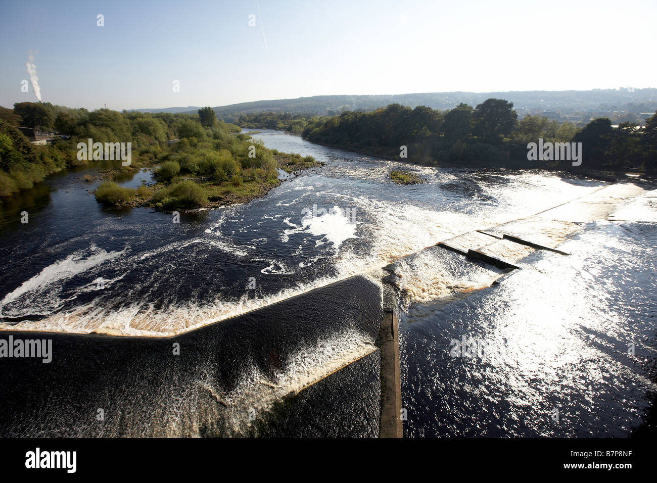 Weir on the River Tyne beneath Tyne Bridge Hexham Northumberland ...
