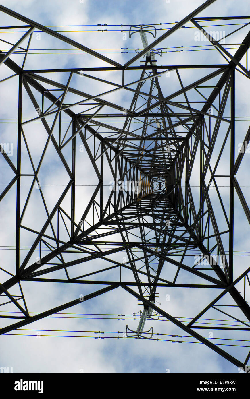 an unusual view of an electricty pylon Stock Photo - Alamy