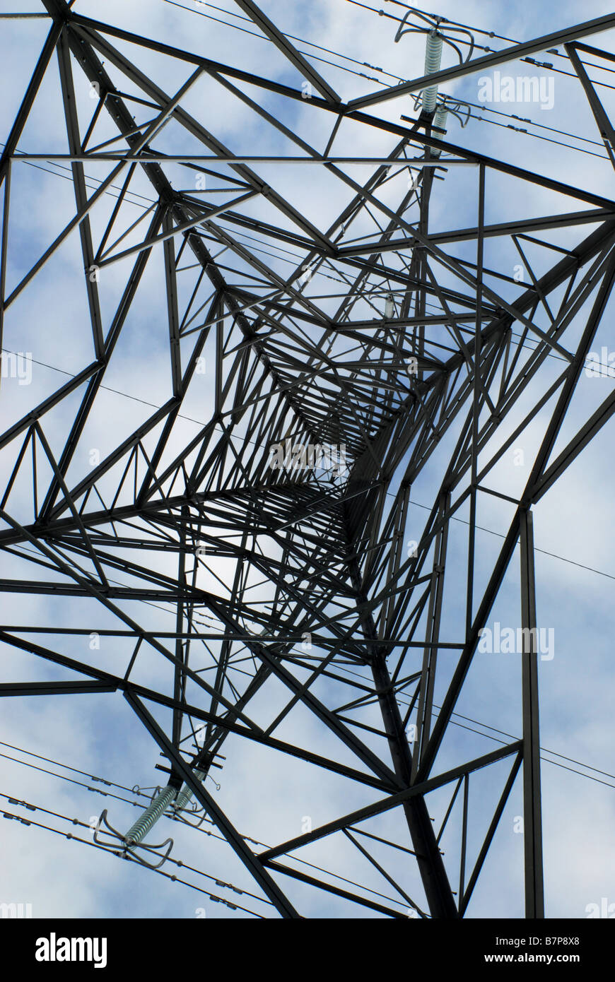 an unusual view of an electricty pylon Stock Photo - Alamy