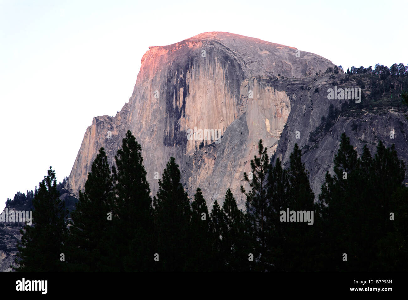 Iconic structure, the Half Dome in Yosemite valley at sunset Stock ...