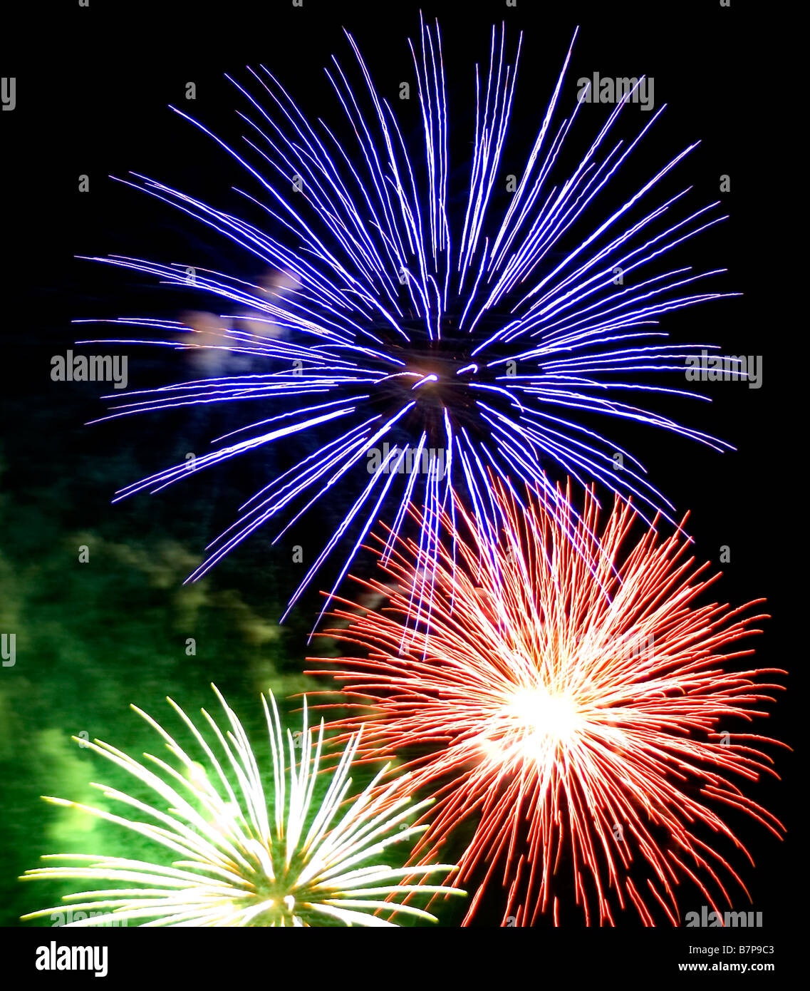 Exploding fireworks with vivid colors Stock Photo - Alamy