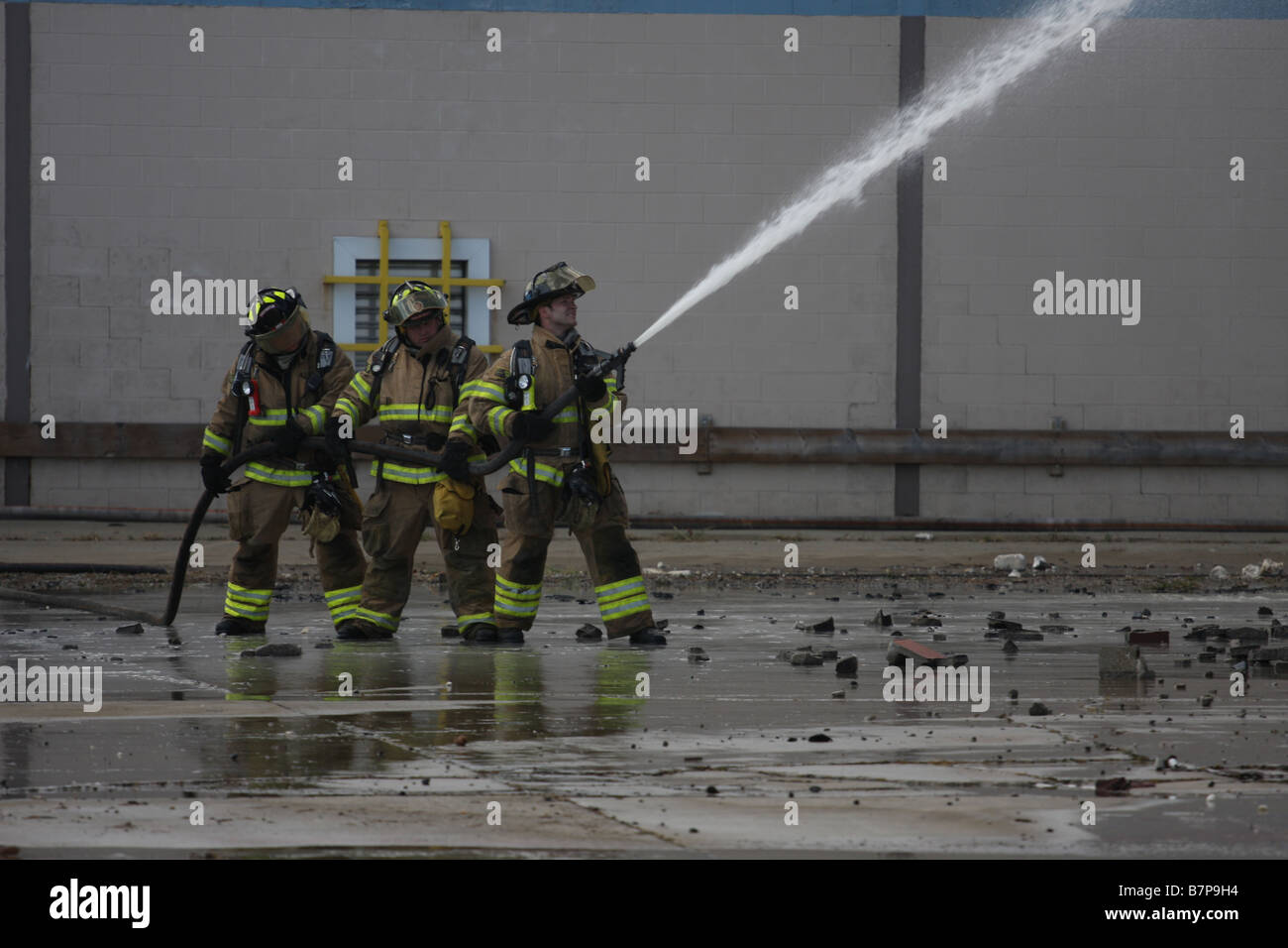 Firefighter Hose Spraying
