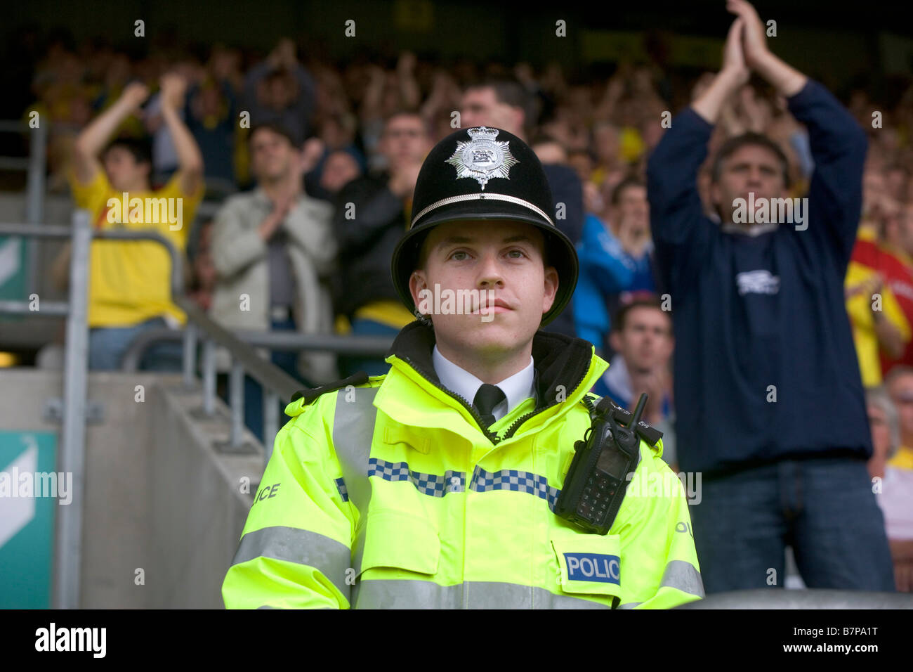 WATFORD ENGLAND A Special Constable monitors the crowd during the ...
