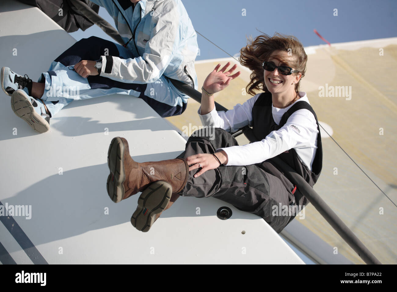 2 female sailors having fun on a Yacht Stock Photo - Alamy