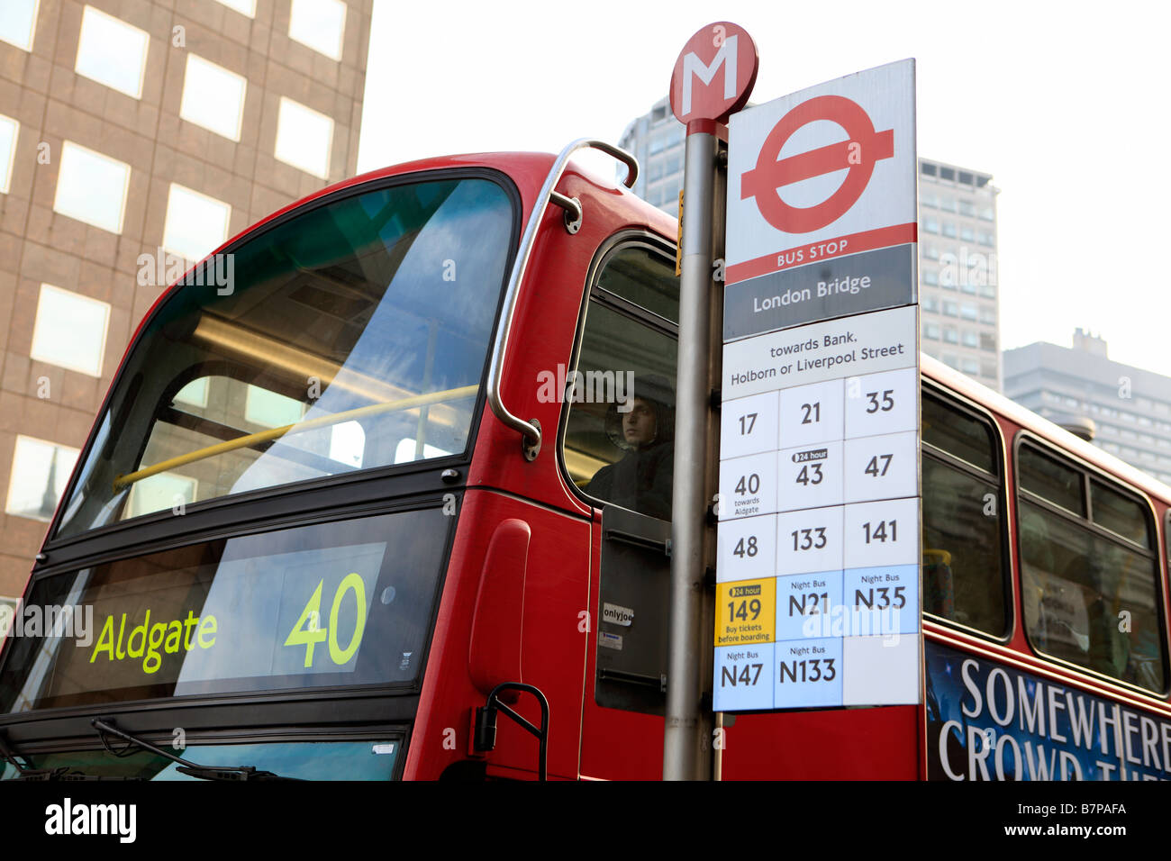 united kingdom london southwark bus stop on london bridge Stock Photo ...