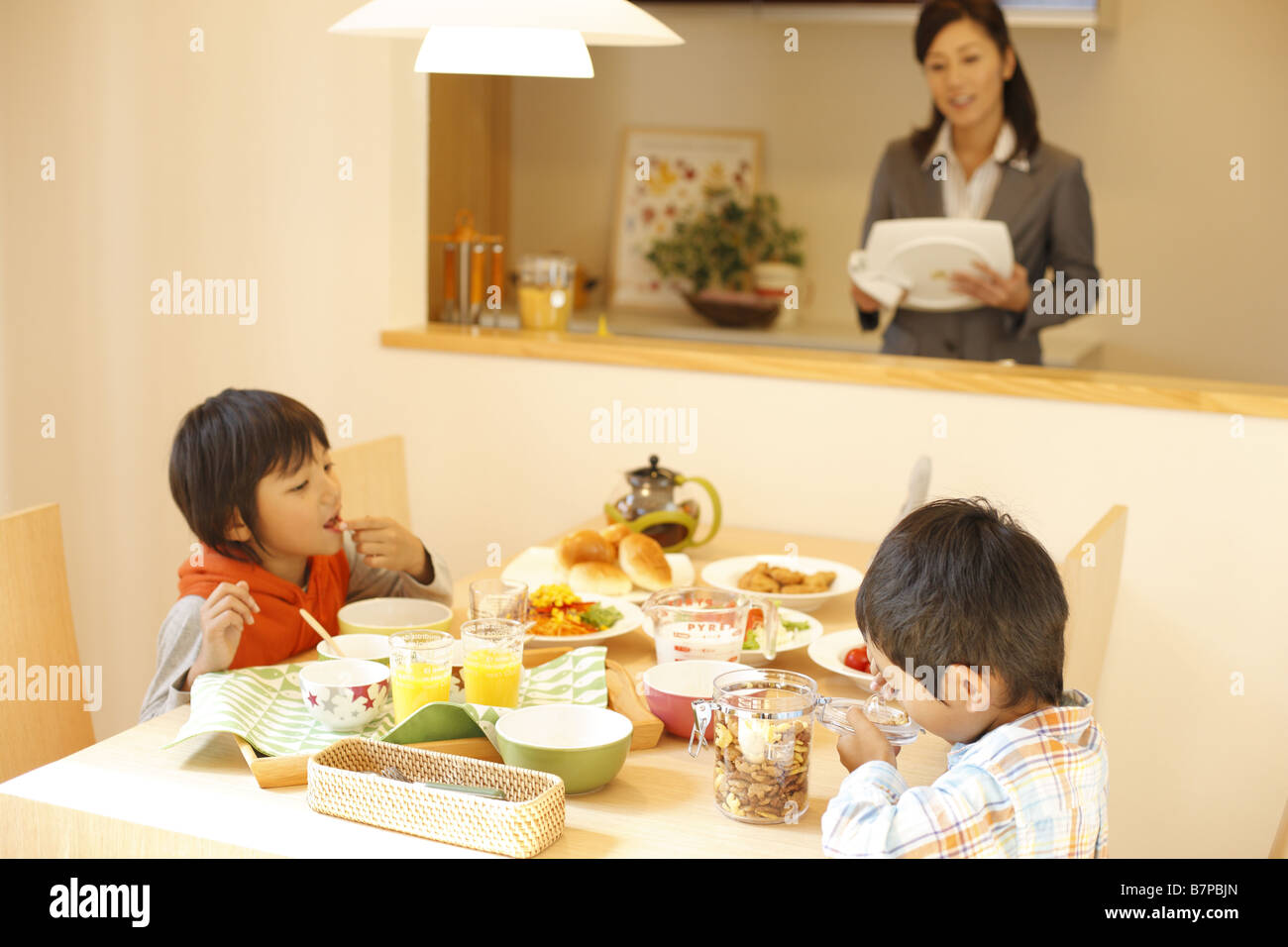 Family Breakfast Scene