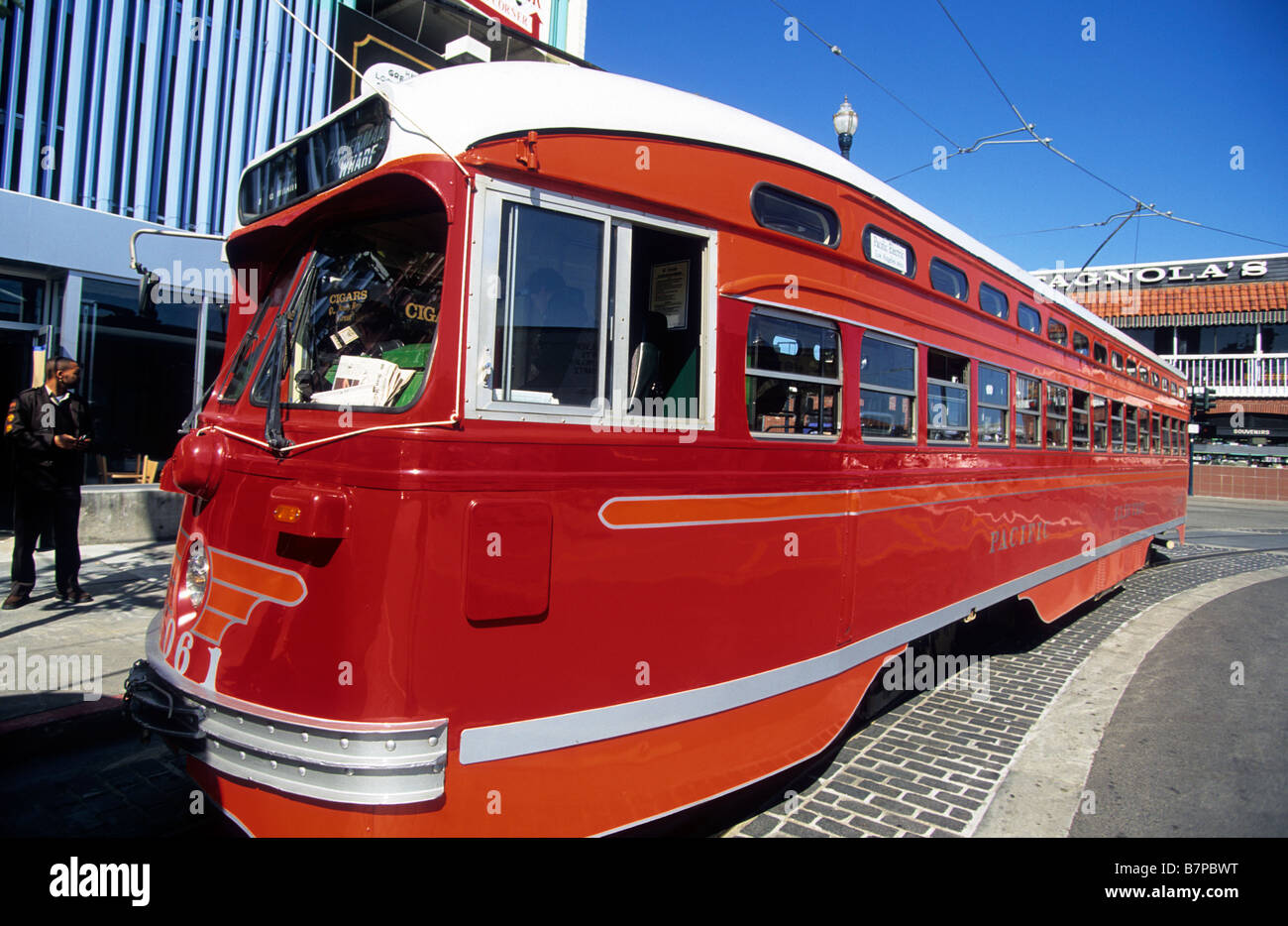 united states of america california san francisco a red tram Stock ...