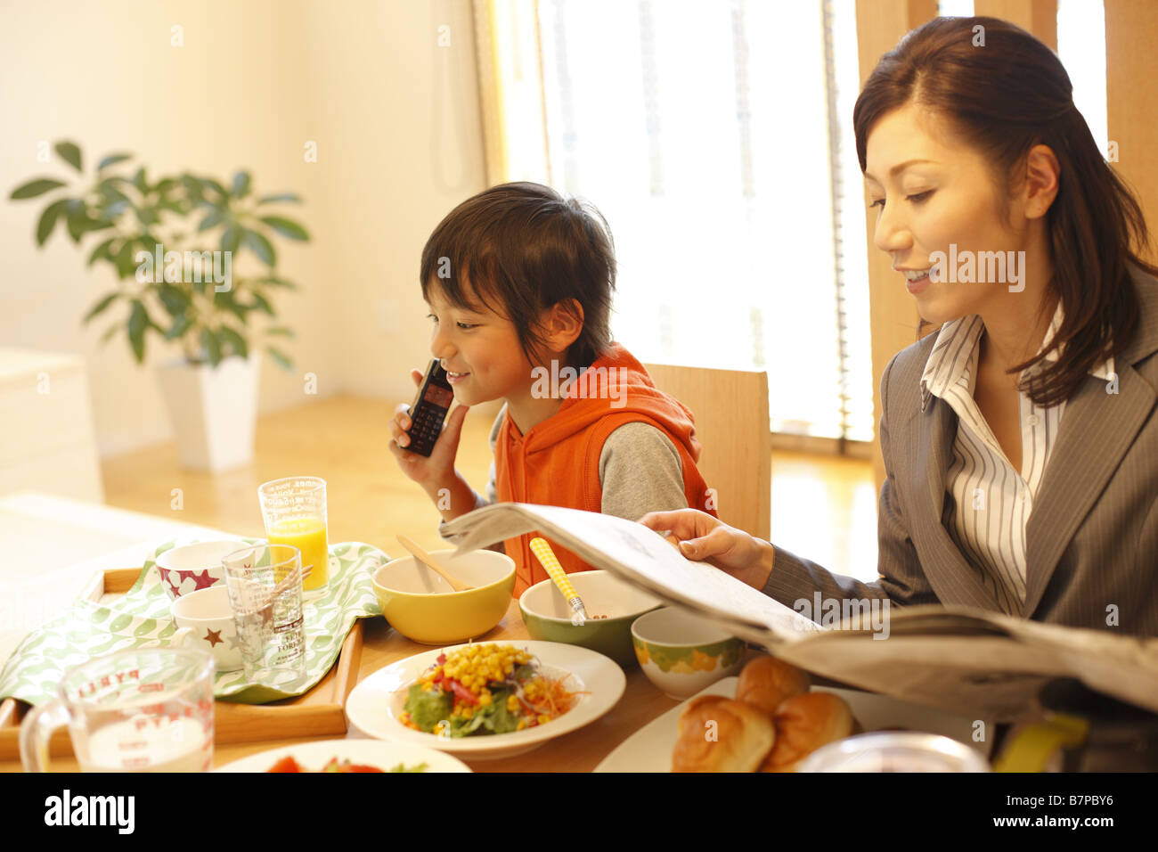 Family Breakfast Scene