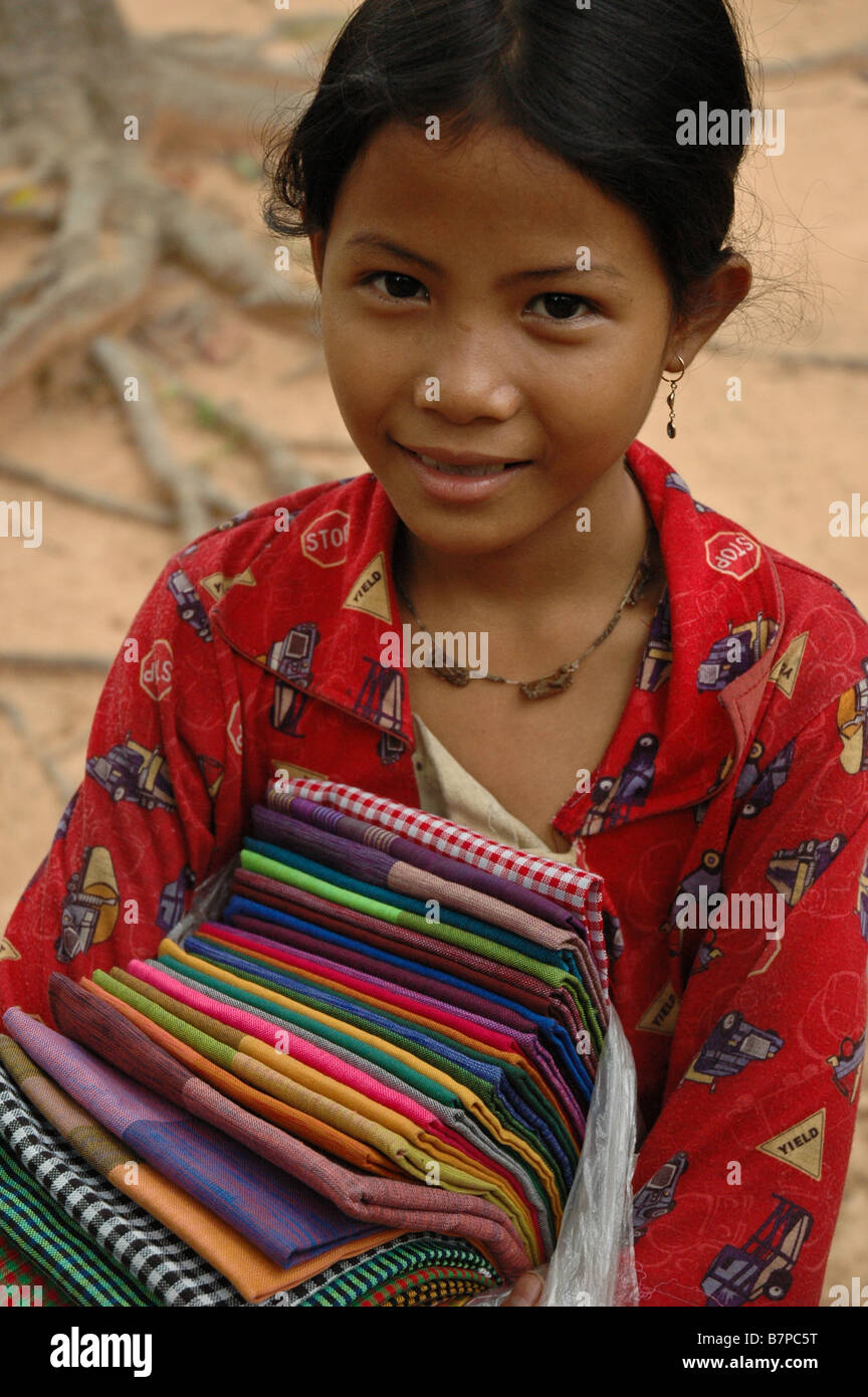 girl selling scarfs Stock Photo - Alamy