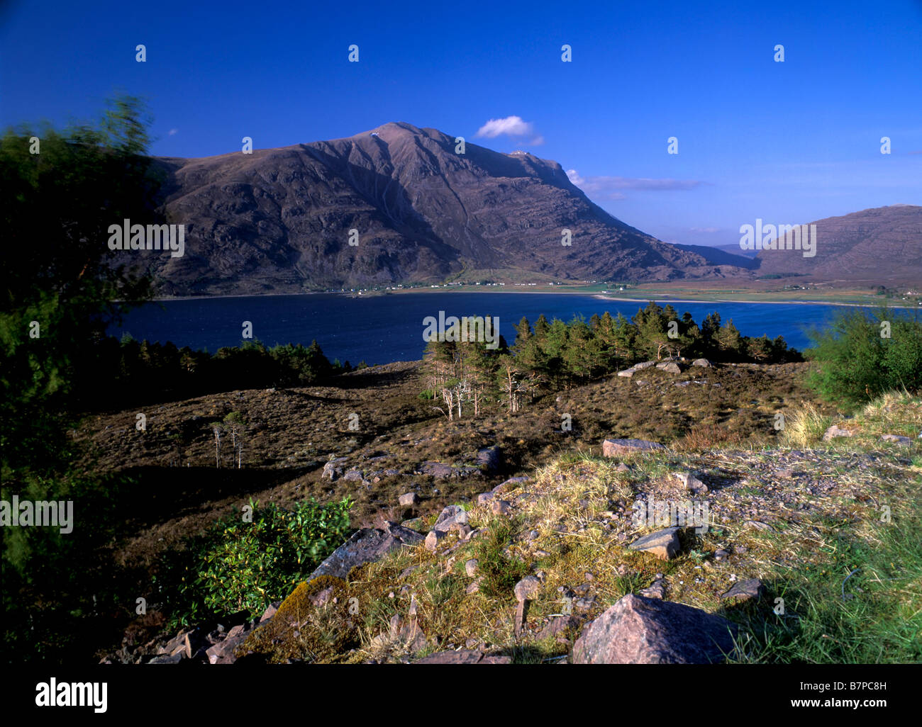 View of Torridon village and Liathach across Upper Loch Torridon ...