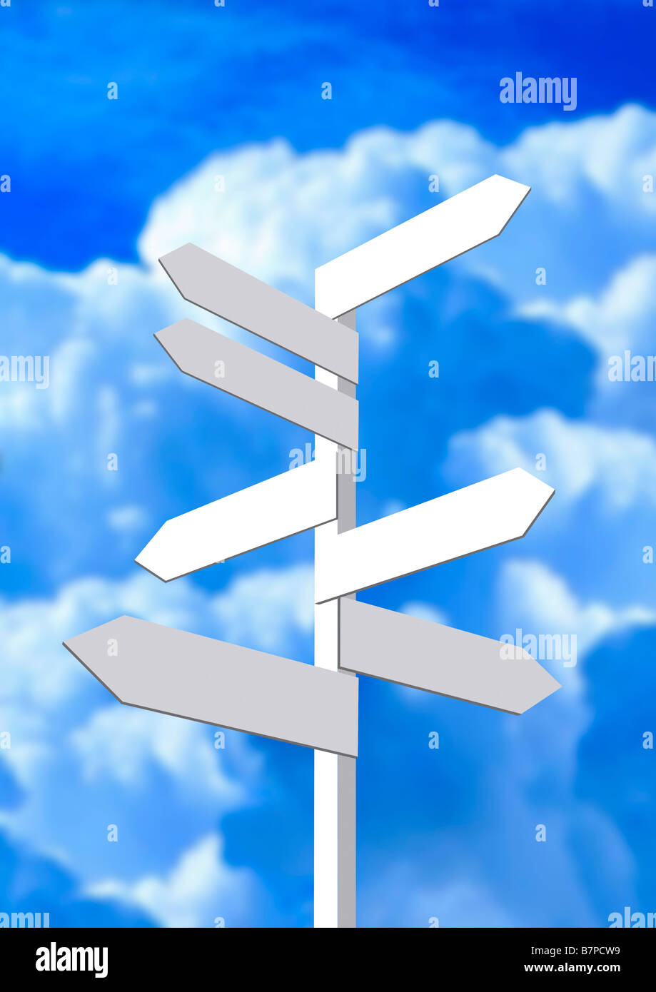 Signpost with blue sky and clouds Stock Photo - Alamy